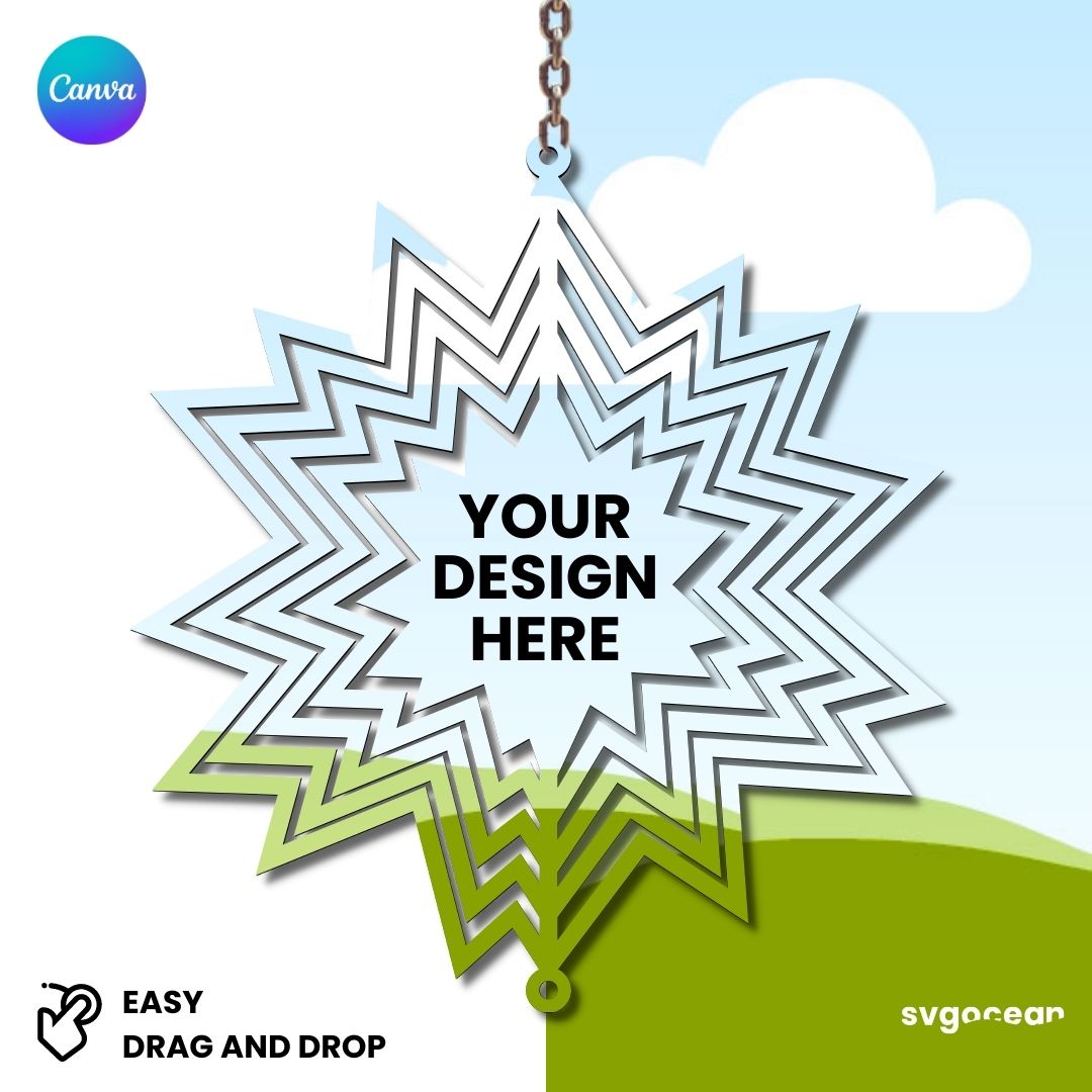 Snowflake Wind Spinner Canva Mockup - SVG Ocean — svgocean