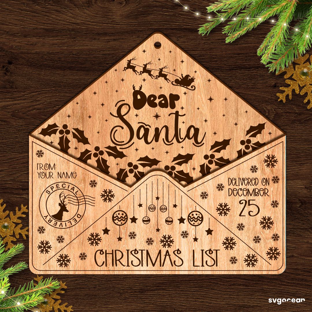 Santa Letter Envelope Laser Cut - Svg Ocean — svgocean