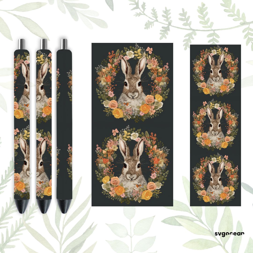 Embroidery Rabbit Pen Wrap Sublimation - Svg Ocean — svgocean