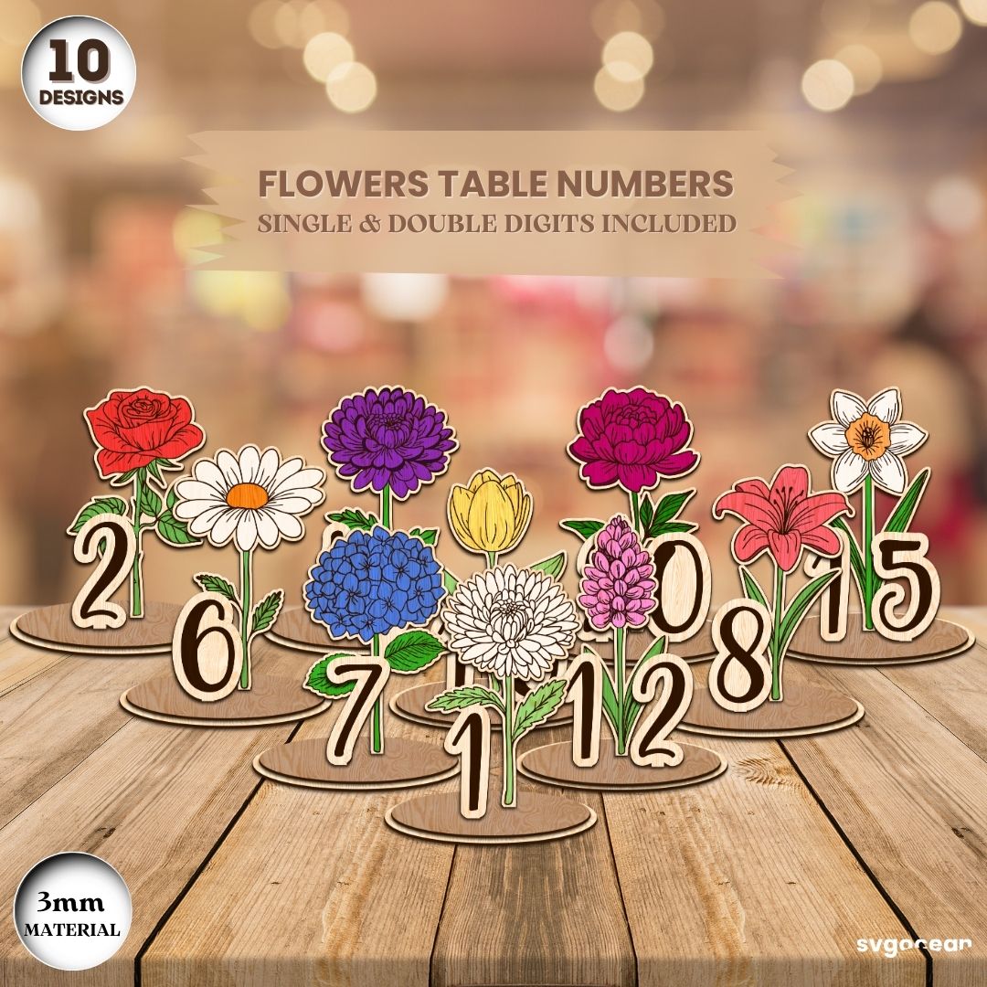 Flowers Table Numbers Bundle - Svg Ocean — svgocean