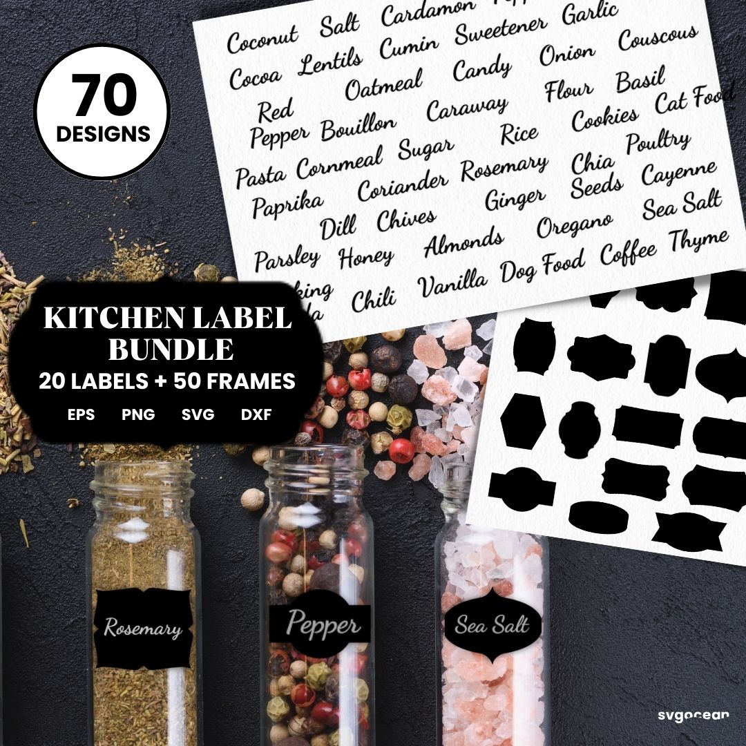 Kitchen labels Svg Bundle vector for instant download - Svg Ocean ...