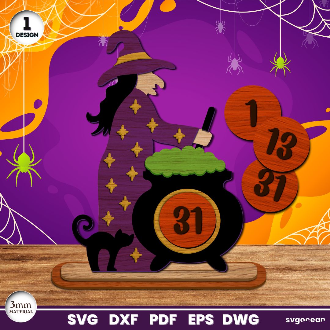 Halloween Witch Countdown Laser Cut - Svg Ocean — svgocean