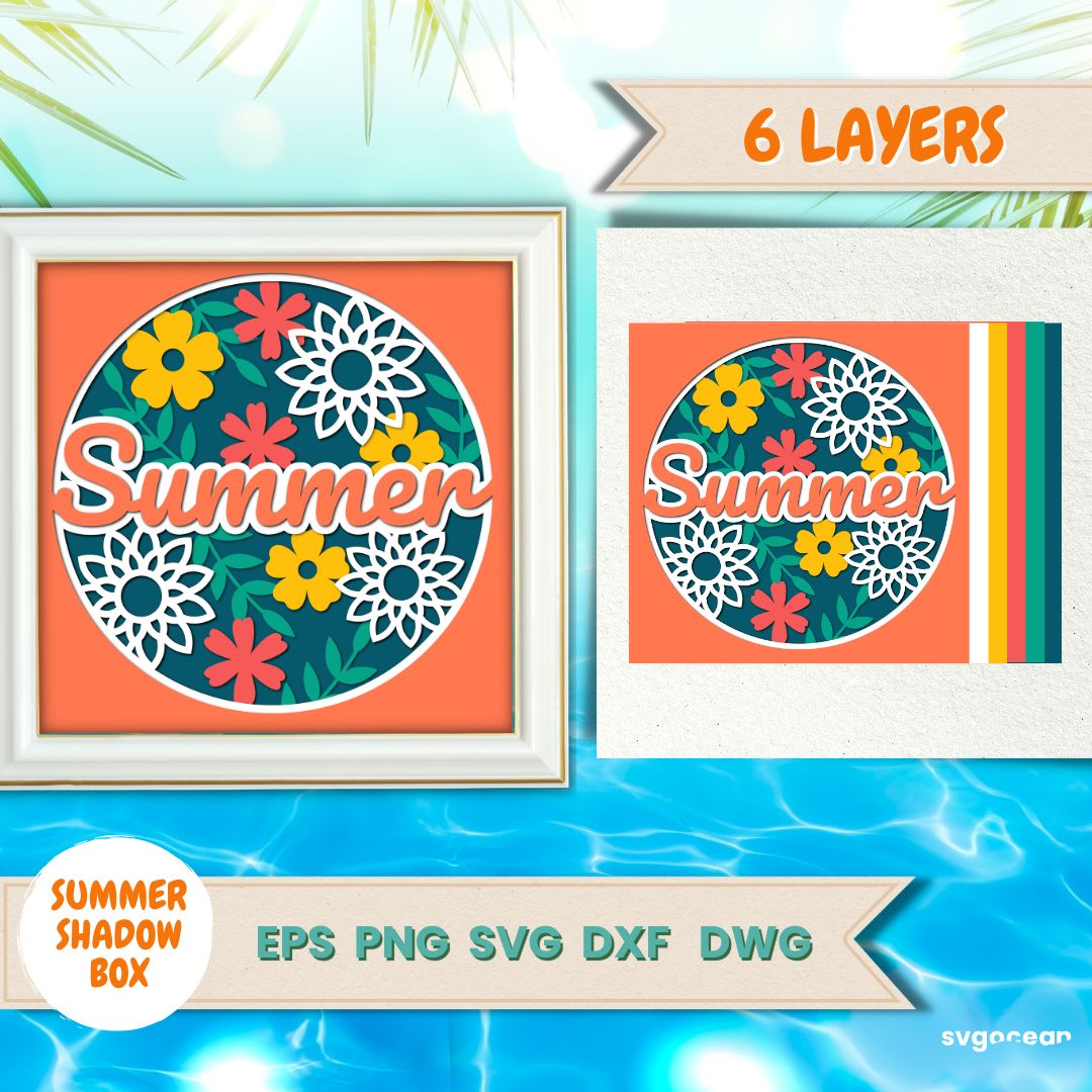 Hot Summer Shadow Box vector for instant download - Svg Ocean — svgocean
