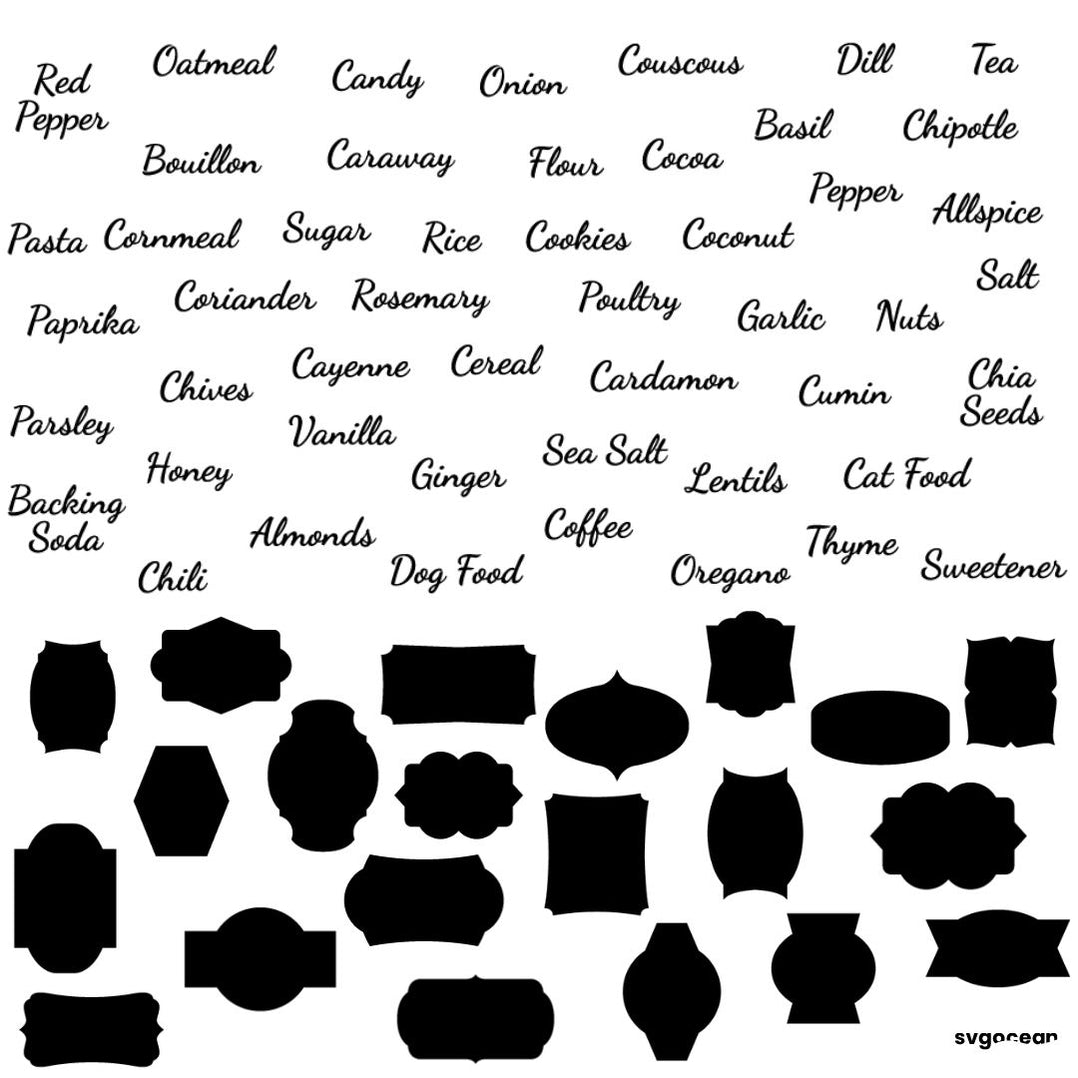 Kitchen labels Svg Bundle vector for instant download - Svg Ocean ...
