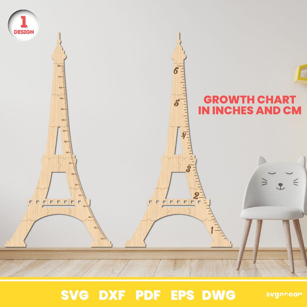 Eiffel Tower Growth Chart Laser Cut - Svg Ocean — svgocean