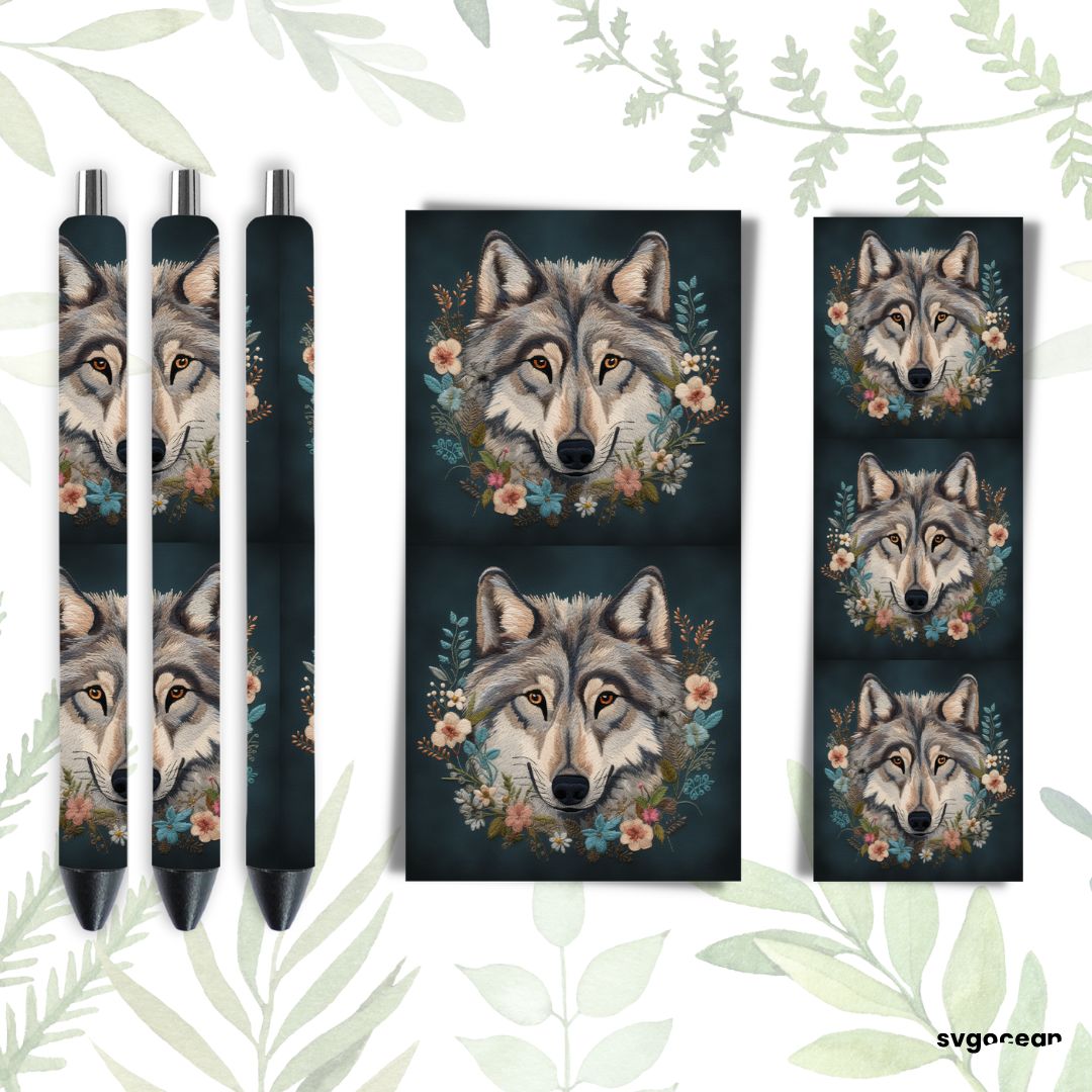 Embroidery Wolf Pen Wrap Sublimation - Svg Ocean — svgocean
