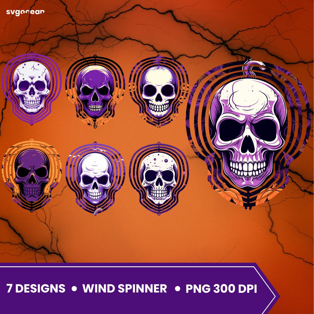 Skull Wind Spinner Sublimation bundle for instant download - Svg Ocean ...