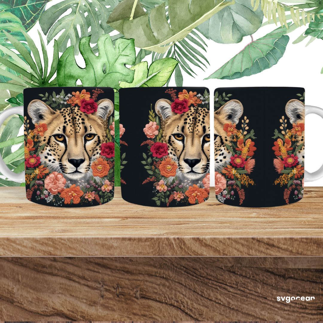 Embroidery Cheetah Mug Sublimation - Svg Ocean — svgocean