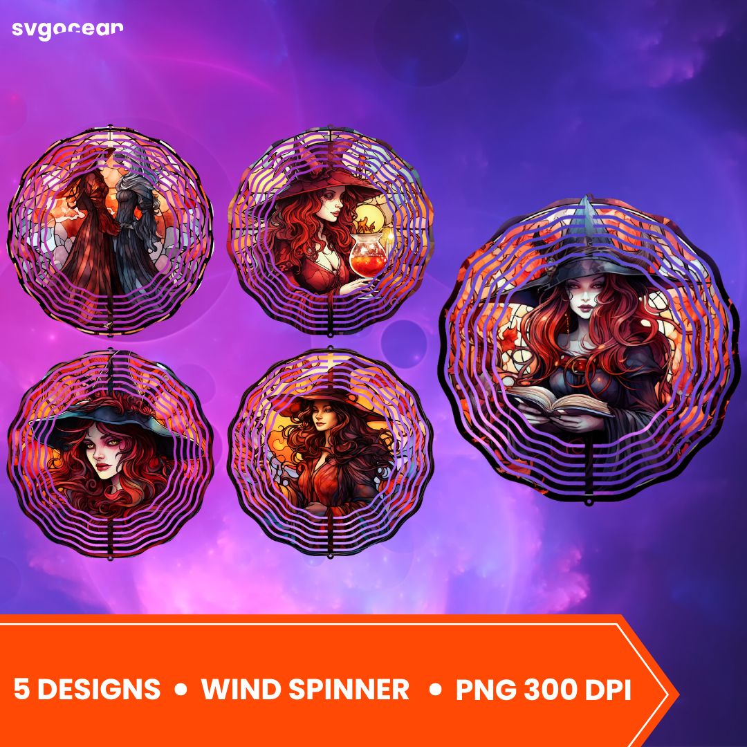 Halloween Witch Wind Spinner Sublimation bundle for instant download ...
