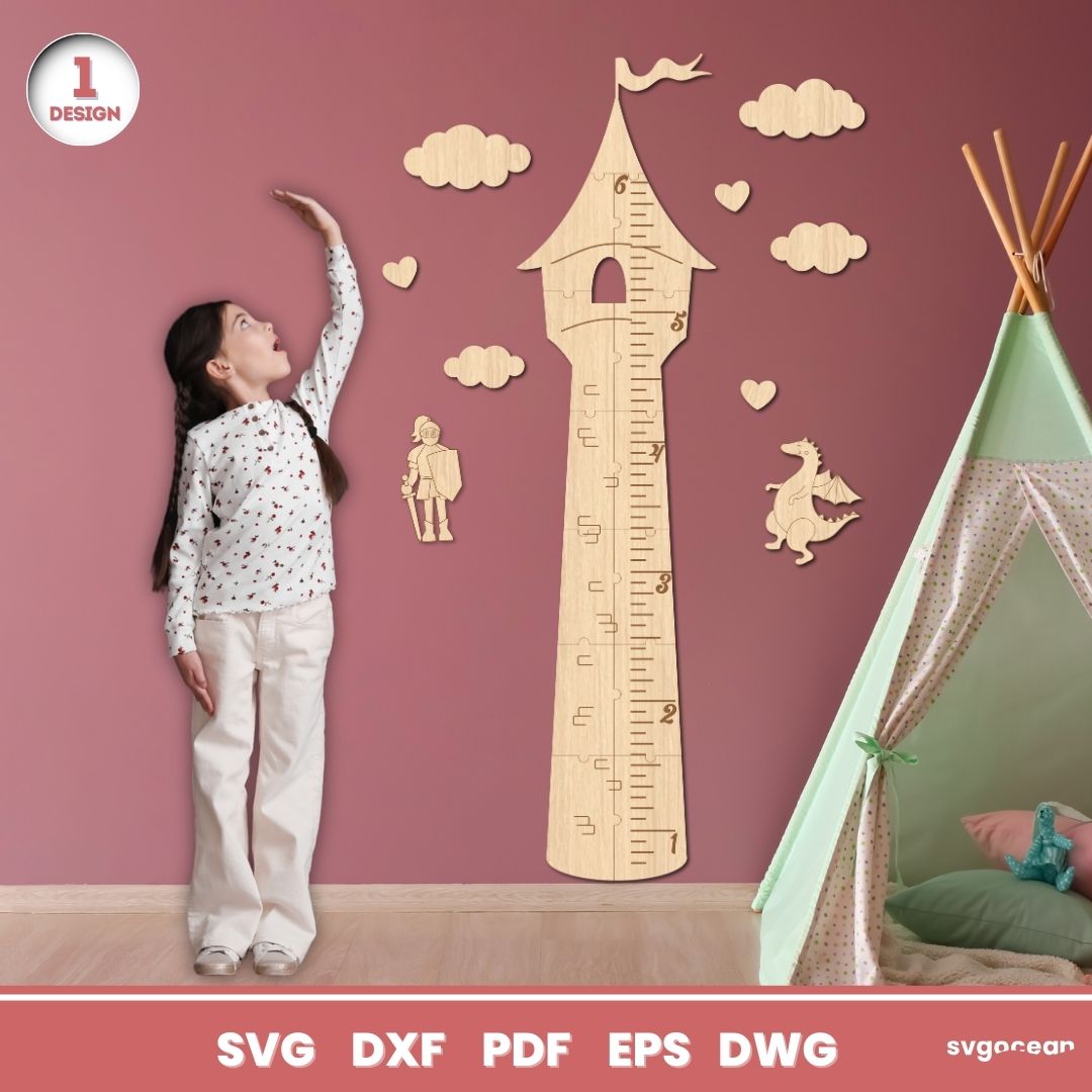 Princess Tower Growth Chart Laser Cut - Svg Ocean — svgocean