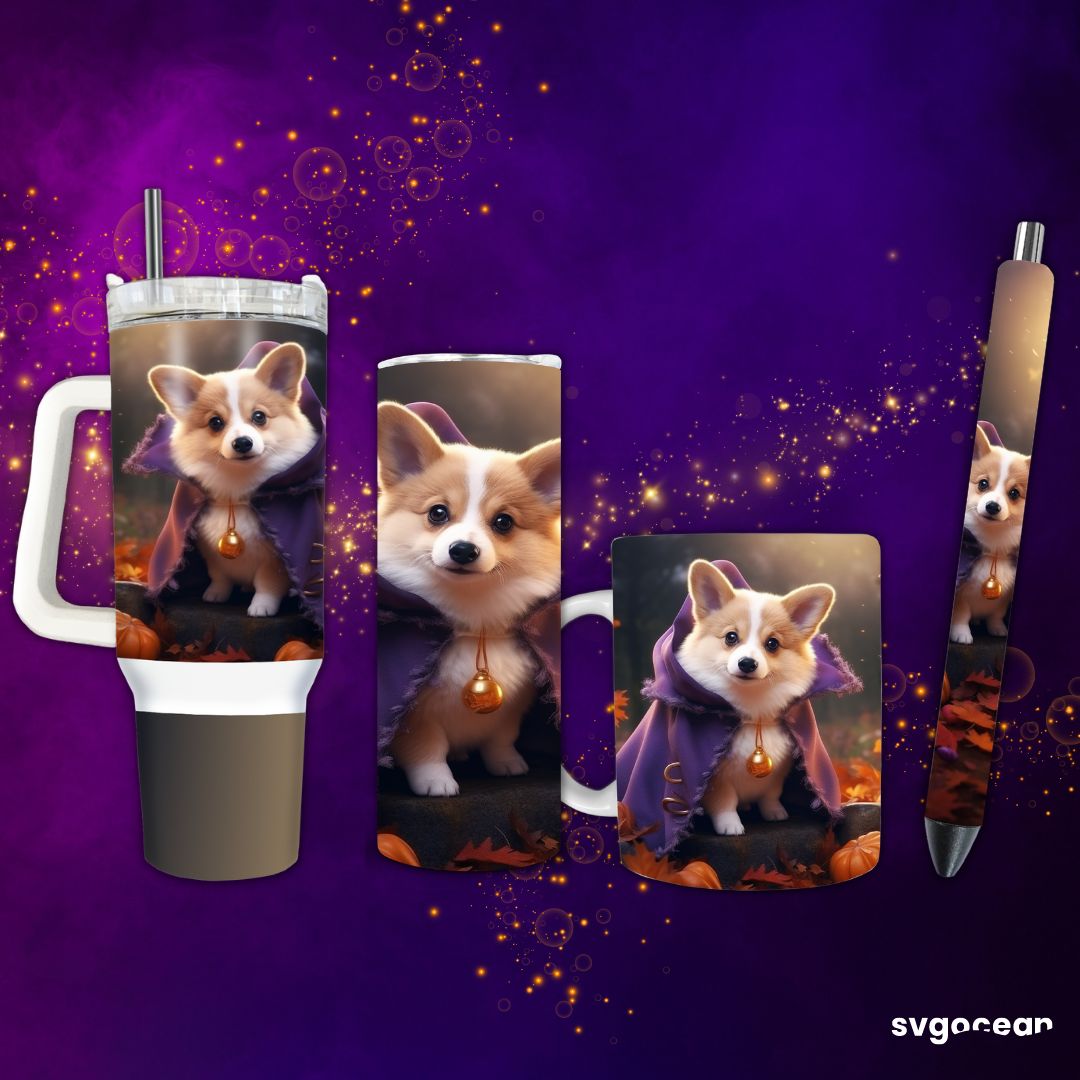 Halloween Corgi Wrap Bundle | Tumbler | Mug | Pen - Svg Ocean — svgocean
