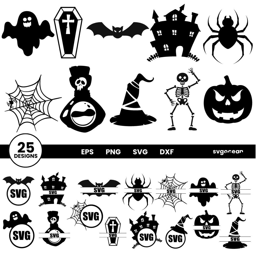 Halloween Monogram SVG Bundle | Halloween Cut File | Frame Svg - Svg ...