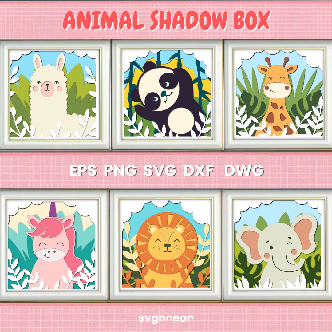 Animals Shadow Box Bundle vector for instant download - Svg Ocean ...