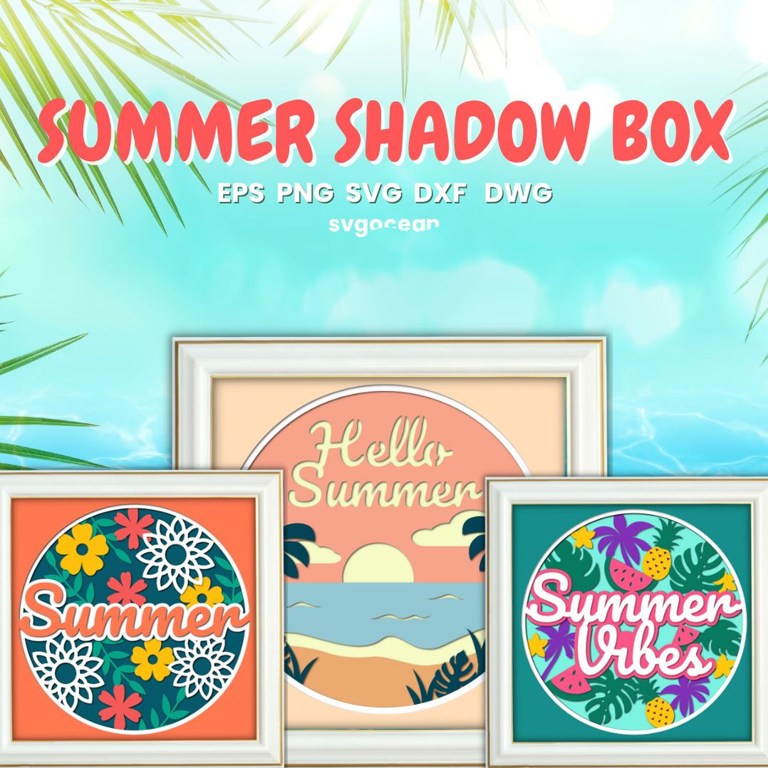 Summer Shadow Box Bundle vector for instant download - Svg Ocean — svgocean