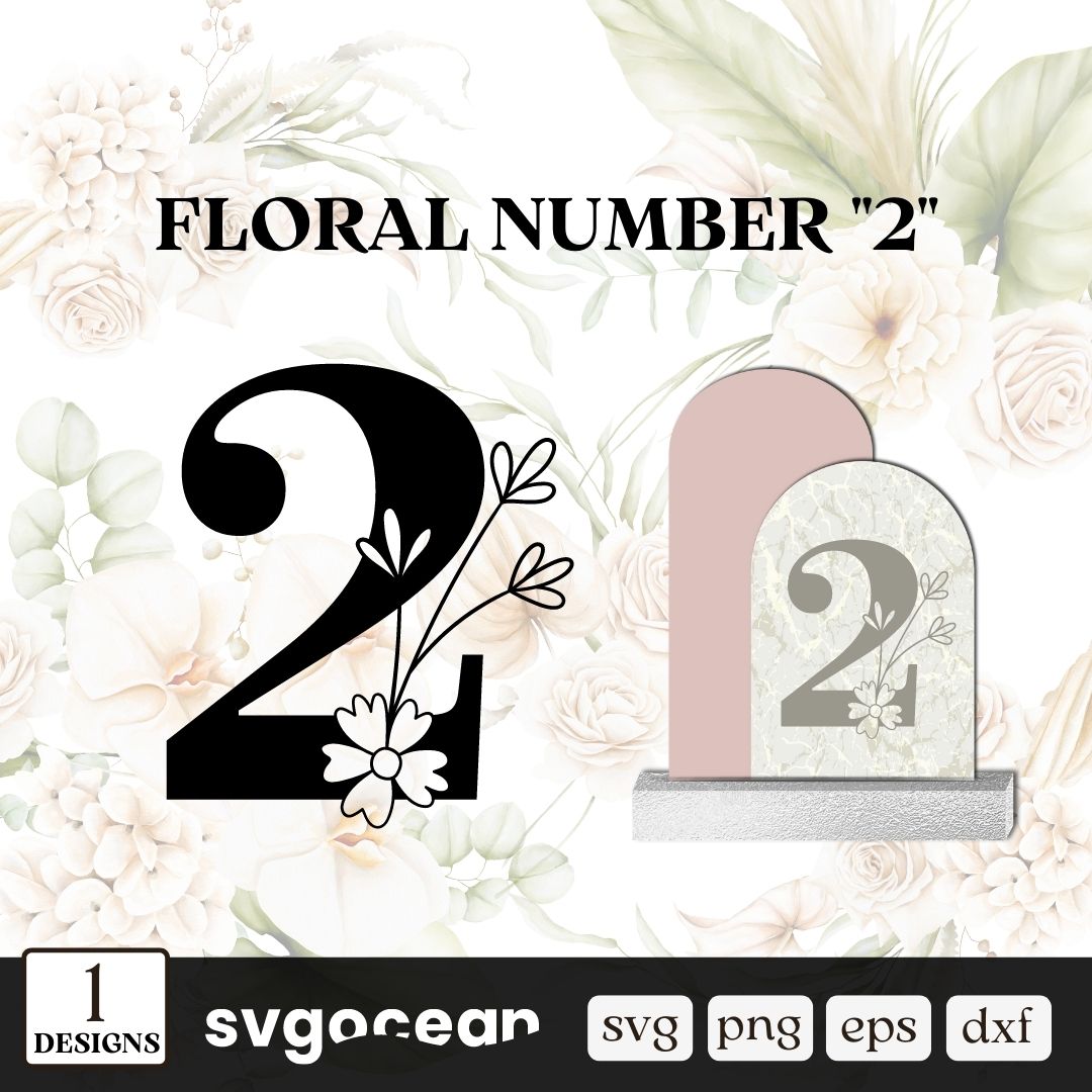 Botanical Number 2 SVG vector for instant download - Svg Ocean — svgocean