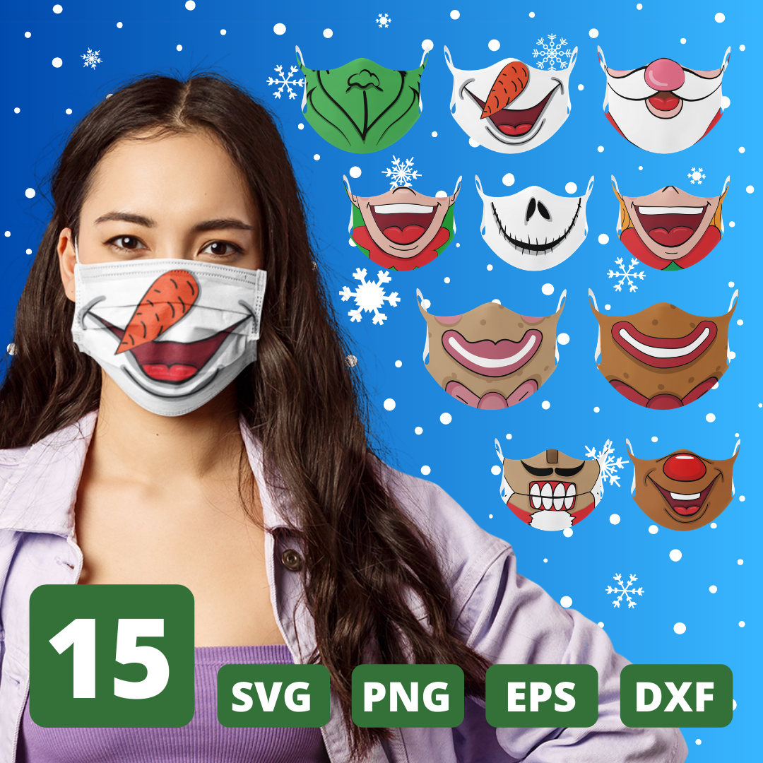 Christmas face mask patterns for instant download - Svg Ocean — svgocean