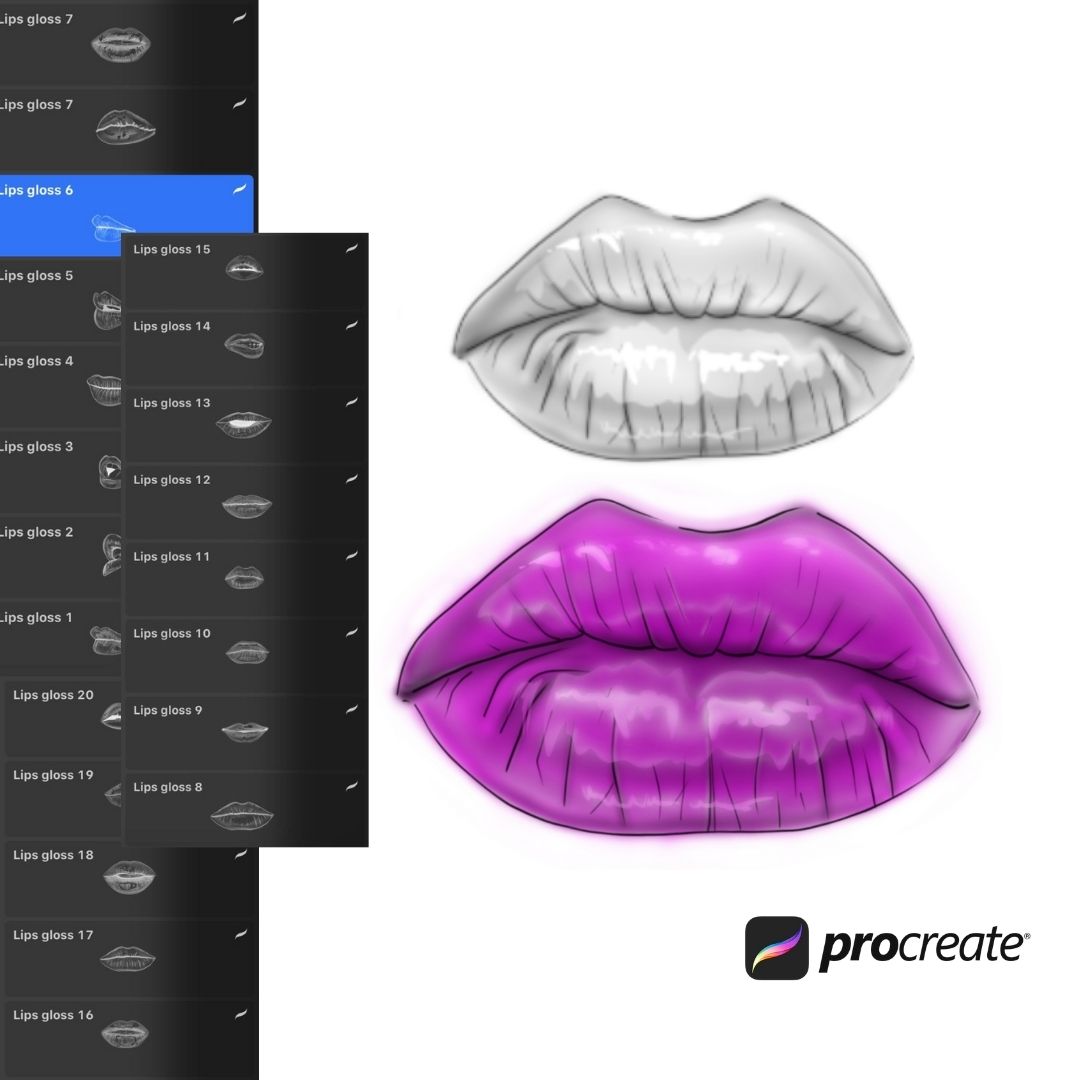 Lips Procreate Stamps vector for instant download - Svg Ocean — svgocean