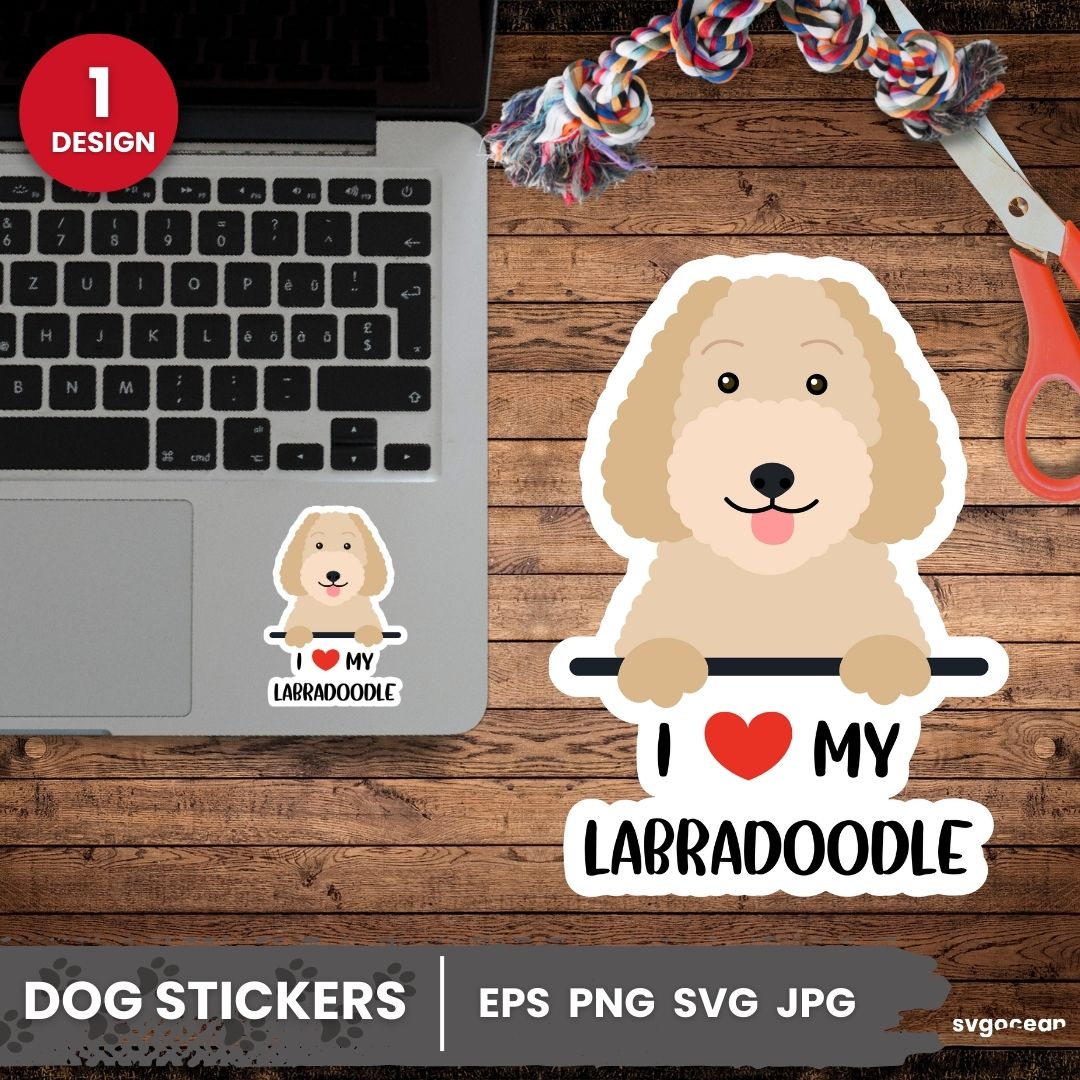 Labradoodle Sticker SVG vector for instant download - Svg Ocean — svgocean