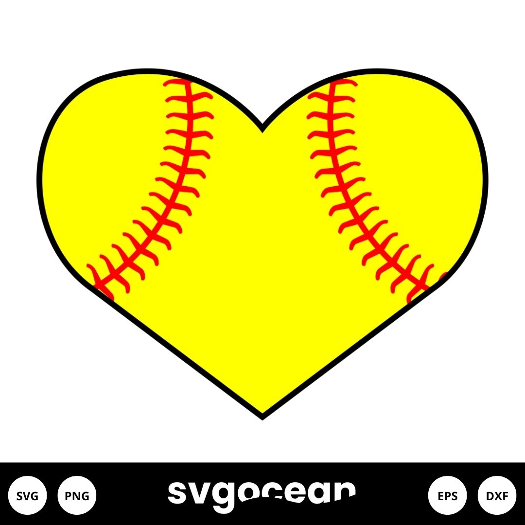 Softball Heart SVG vector for instant download - Svg Ocean — svgocean
