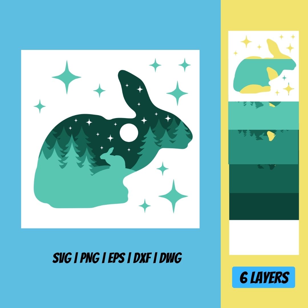Christmas Hare Shadow Box 3D Layered SVG Cut File vector for instant ...
