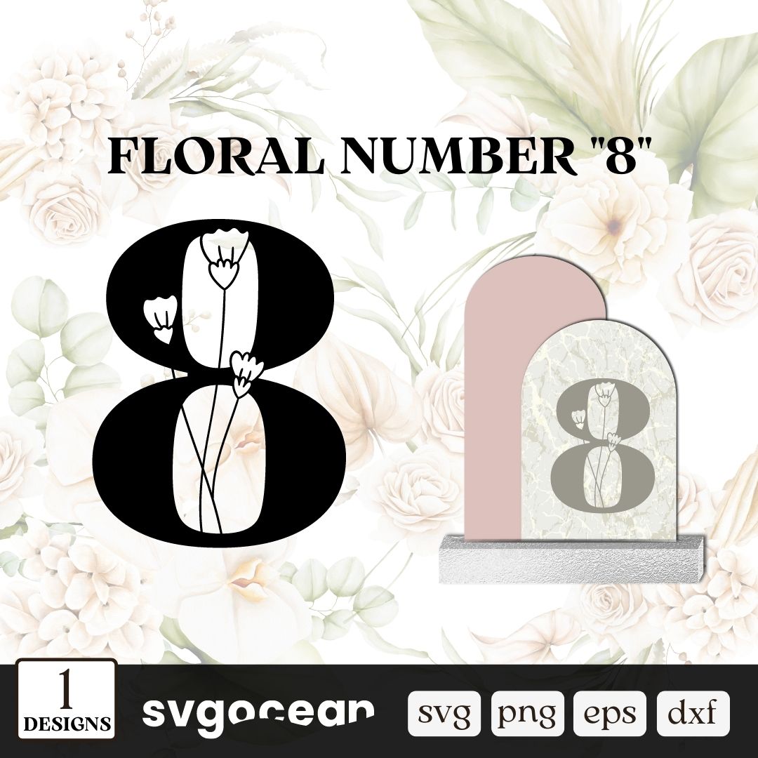 Herbal Number 8 SVG vector for instant download - Svg Ocean — svgocean