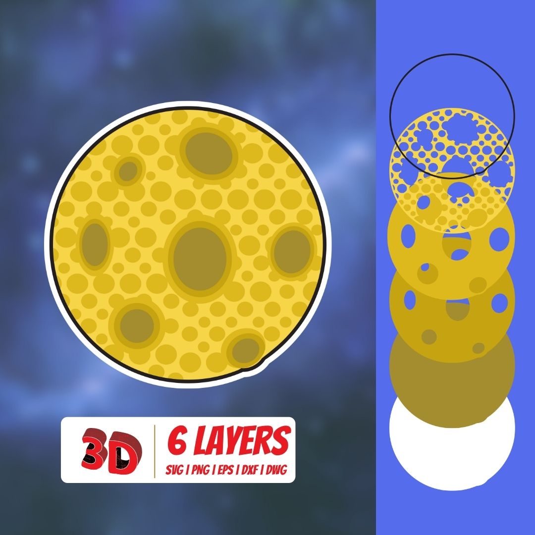 3D Moon SVG Cut File vector for instant download - Svg Ocean — svgocean