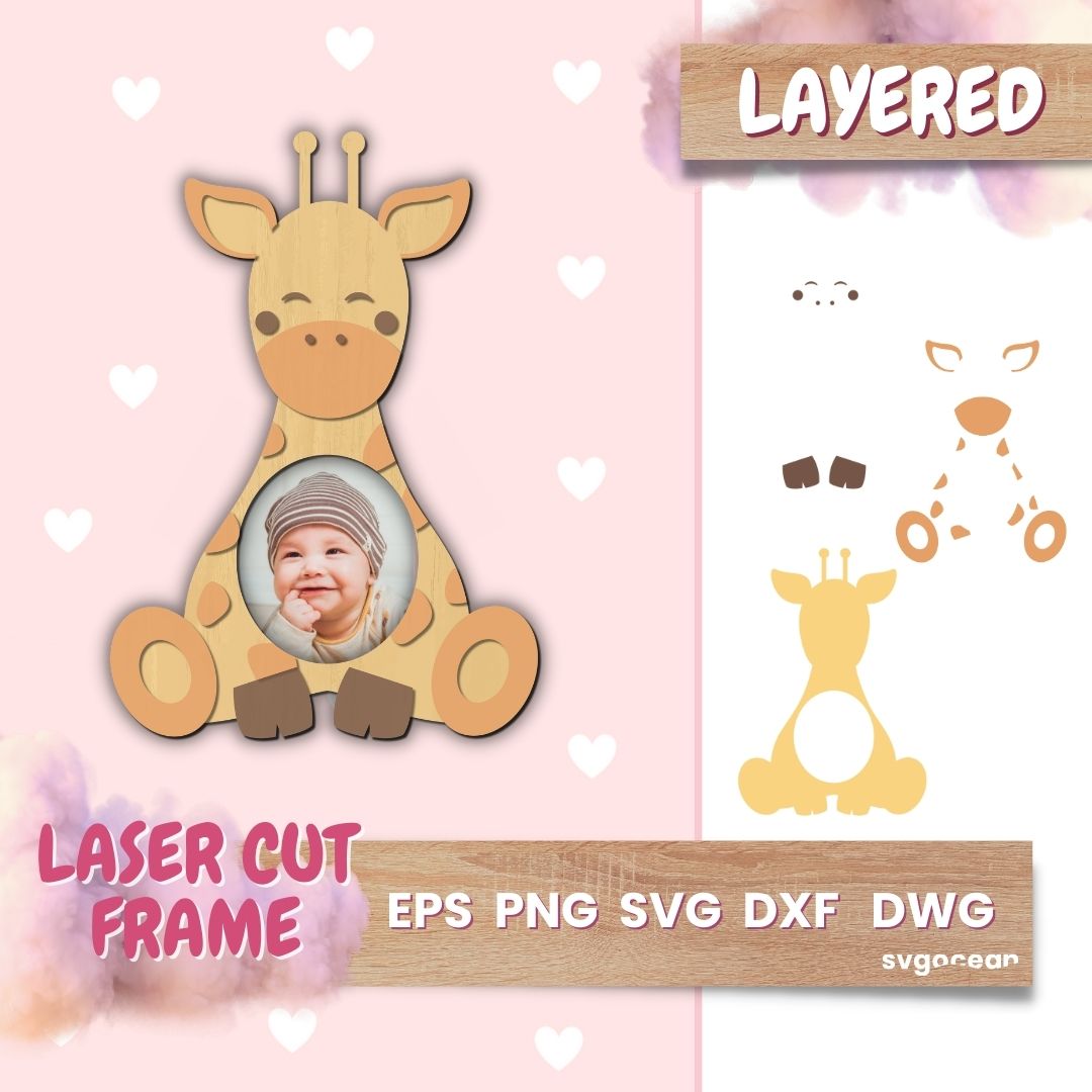 Giraffe Photo Frame SVG vector for instant download - Svg Ocean — svgocean