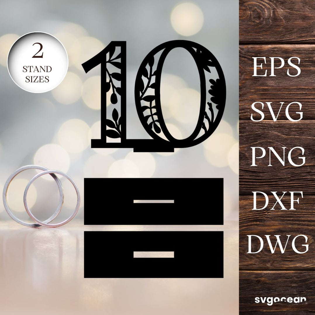 Wedding Floral Table Numbers vector for instant download - Svg Ocean ...