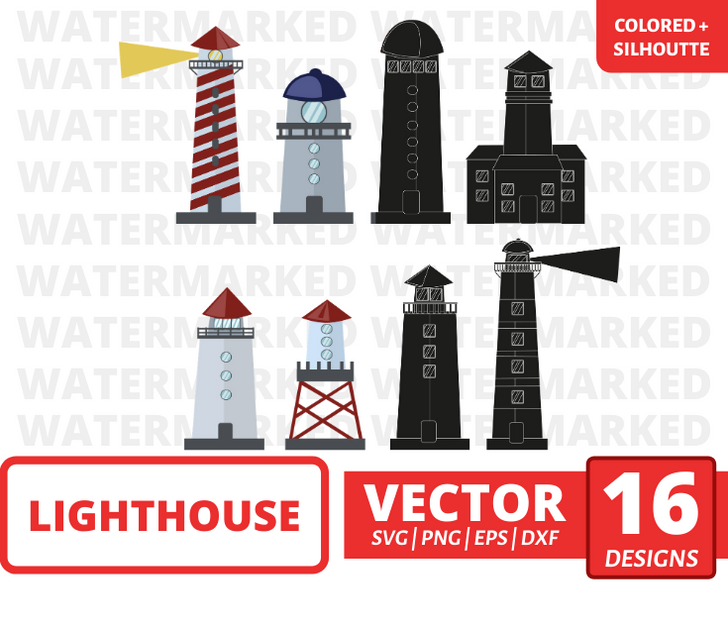 Lighthouse SVG bundle vector for instant download - Svg Ocean — svgocean