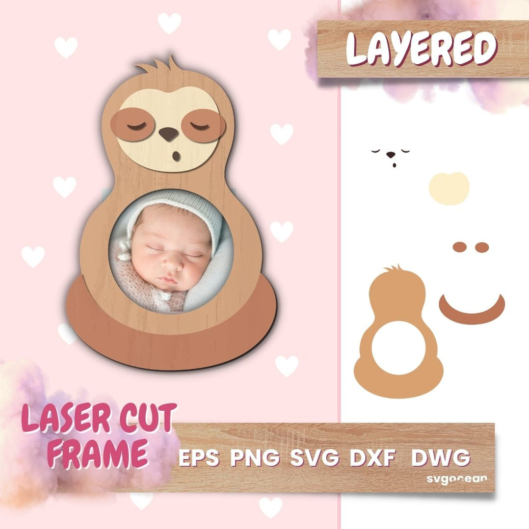 Sloth Photo Frame SVG vector for instant download - Svg Ocean — svgocean