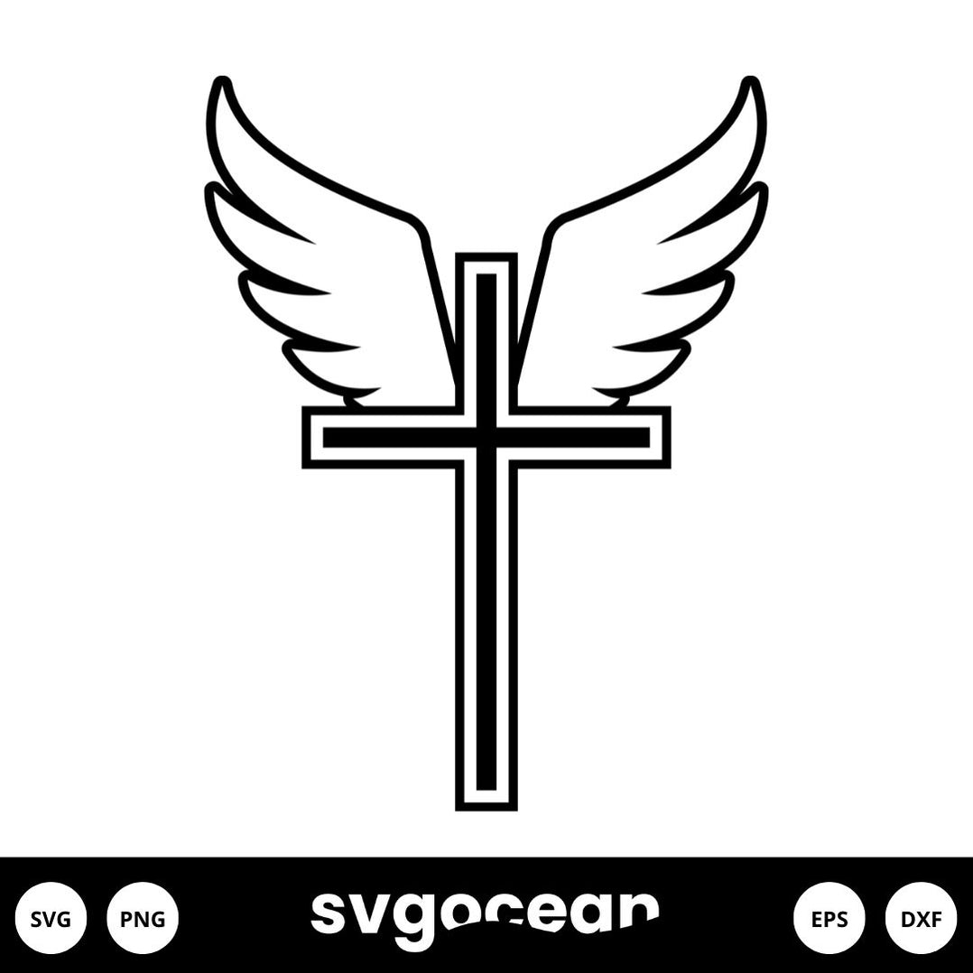 Cross With Wings SVG vector for instant download - Svg Ocean — svgocean