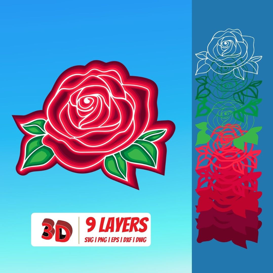 3D Rose SVG Cut File vector for instant download - Svg Ocean — svgocean