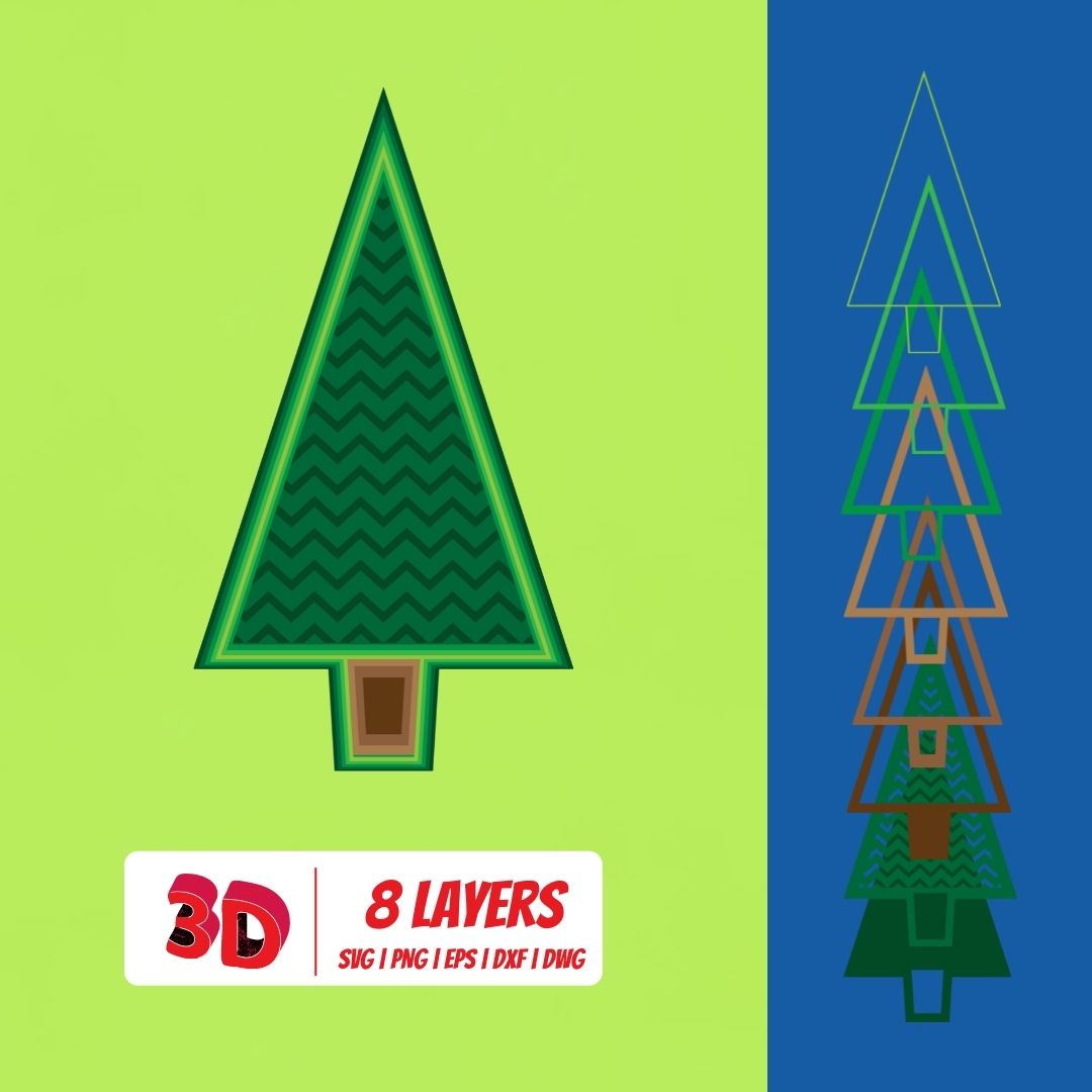 Christmas Tree 3 3D Layered SVG Cut File vector for instant download ...