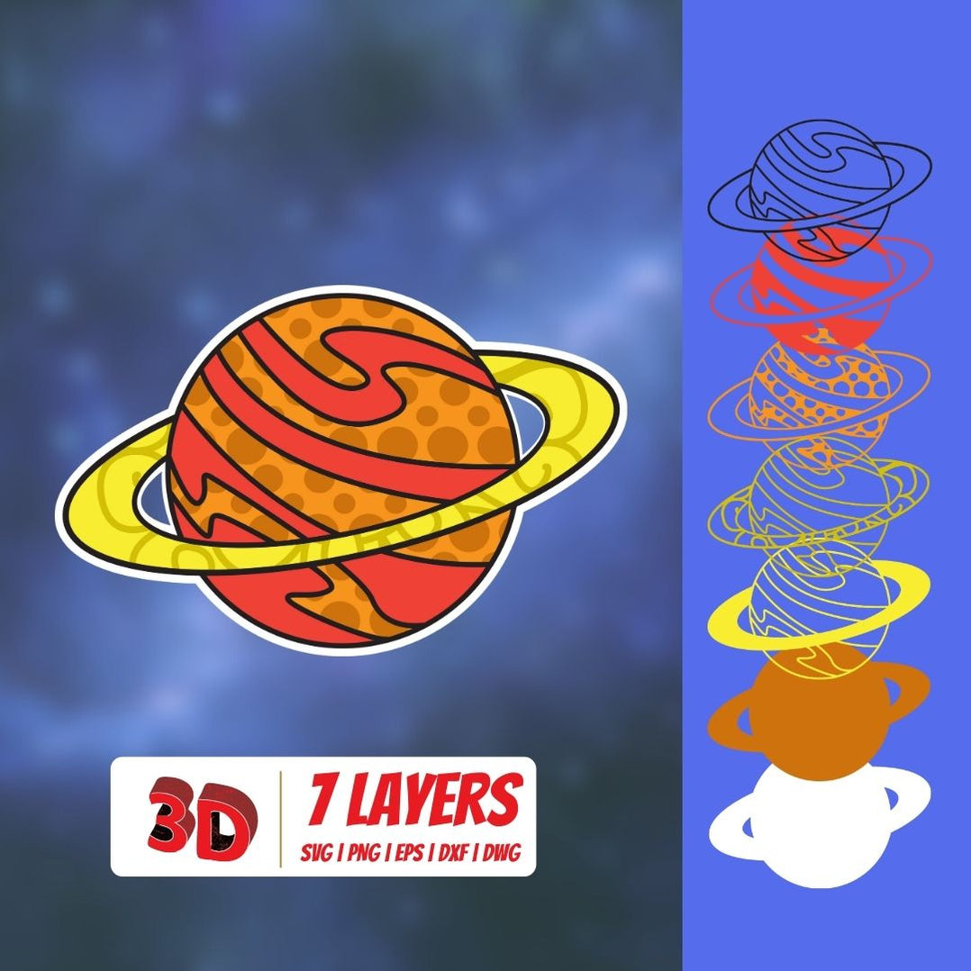 3D Saturn SVG Cut File vector for instant download - Svg Ocean — svgocean