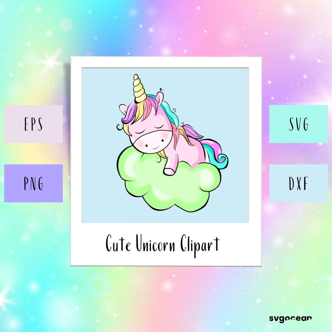 Kawaii Unicorn Clipart SVG Bundle vector for instant download - Svg ...