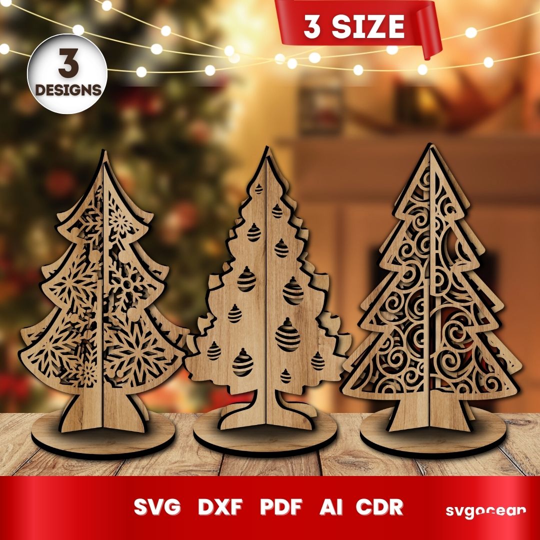 Christmas Tree Laser Cut SVG vector for instant download - Svg Ocean ...