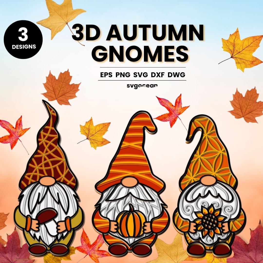 Autumn Gnome Layered Svg Bundle vector for instant download - Svg Ocean ...