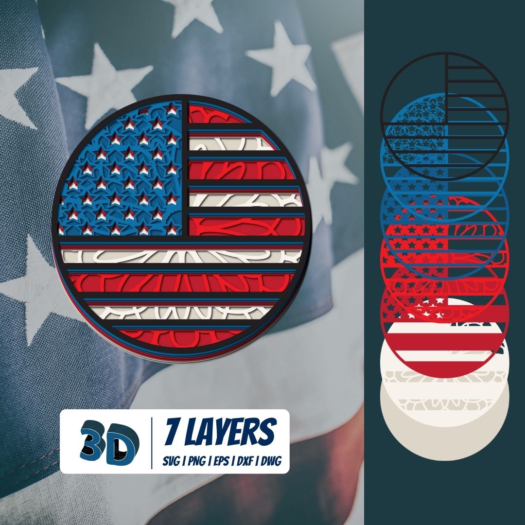 3D Independance Day SVG vector for instant download - Svg Ocean — svgocean