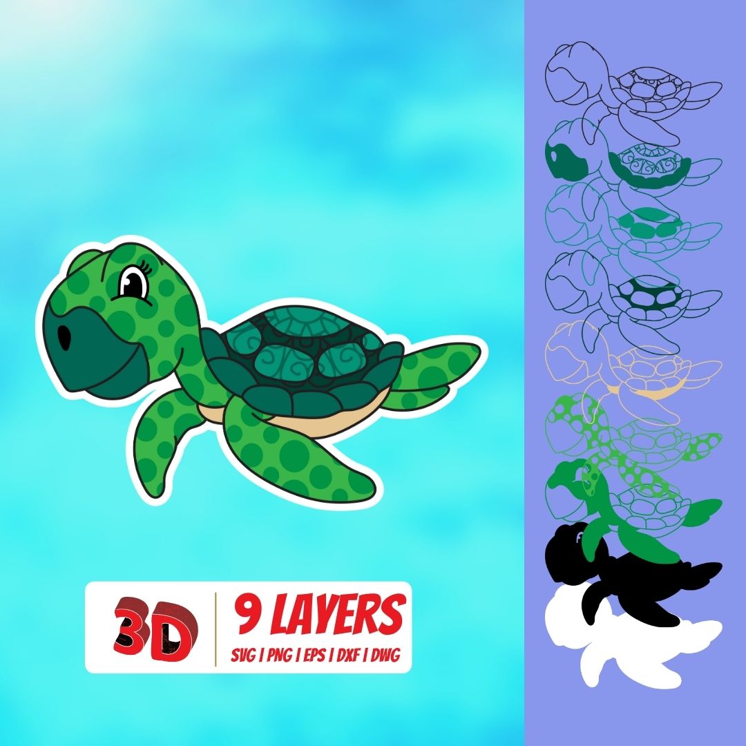 3D Sea turtle SVG Cut File vector for instant download - Svg Ocean ...