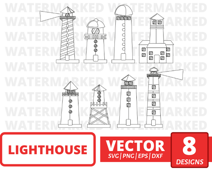 Lighthouse SVG bundle vector for instant download - Svg Ocean — svgocean