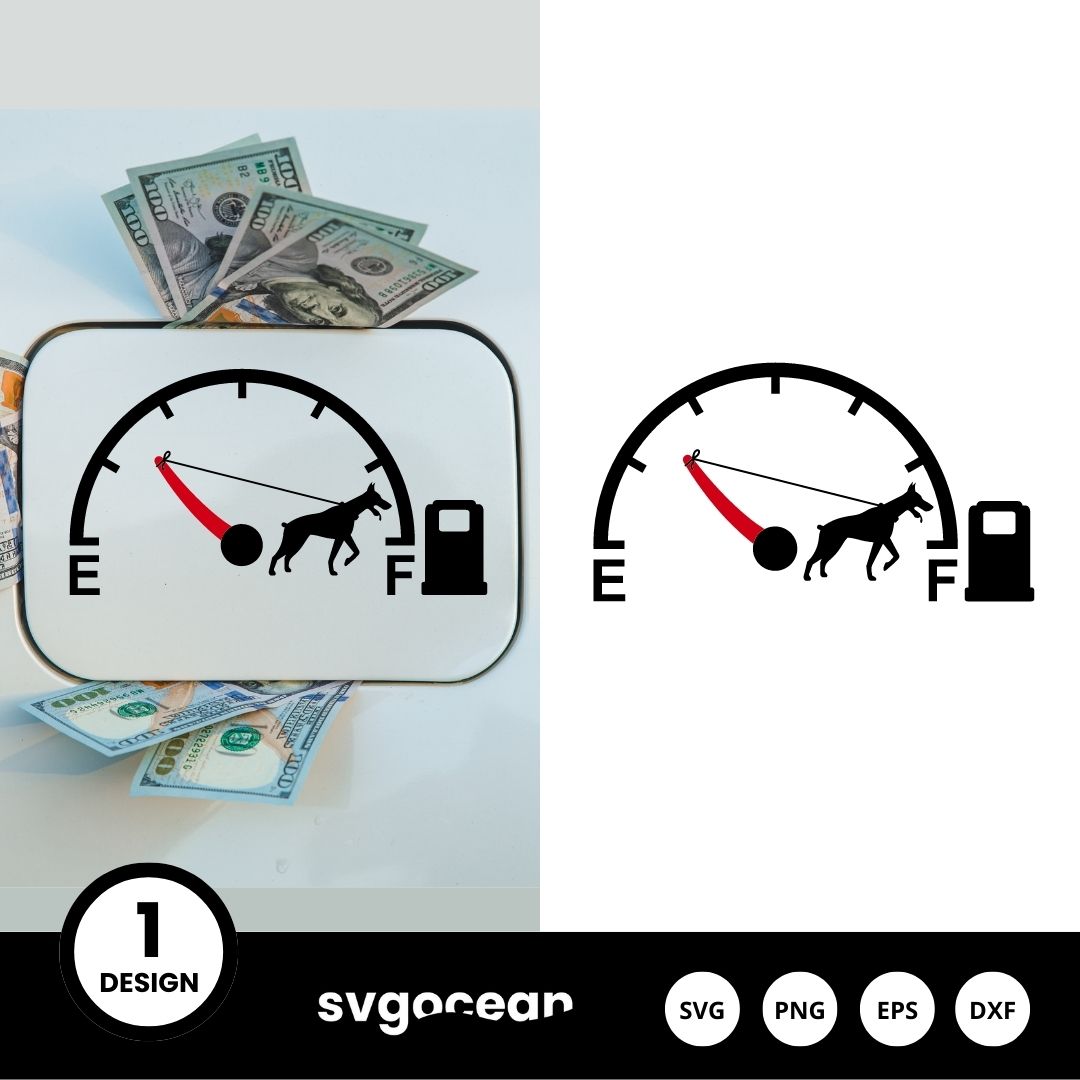 Dog Stopping Fuel Gauge Indicator SVG Design vector for instant ...