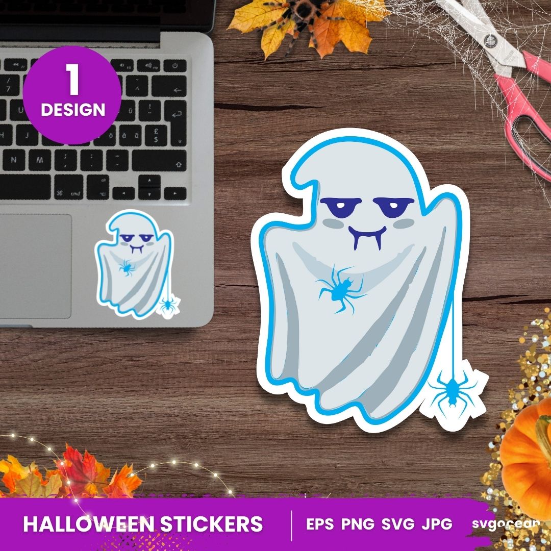 Free Halloween Ghost Sticker vector for instant download - Svg Ocean ...