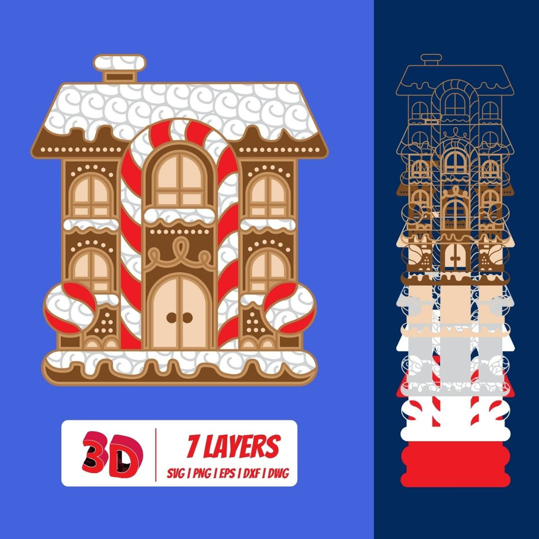 3D Gingerbread House SVG Bundle vector for instant download - Svg Ocean ...