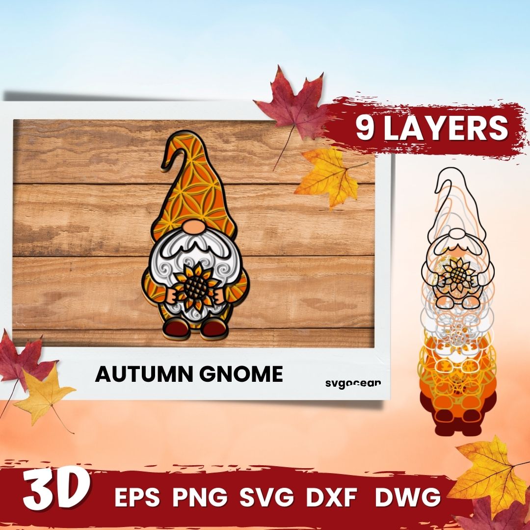 Free 3D Fall Gnome Svg vector for instant download - Svg Ocean — svgocean
