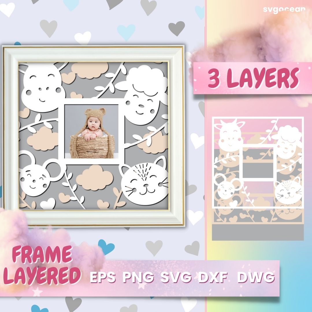 Animal Baby Photo Frame SVG vector for instant download - Svg Ocean ...