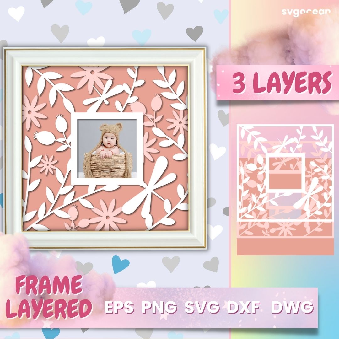 Flowers Baby Photo Frame SVG vector for instant download - Svg Ocean ...