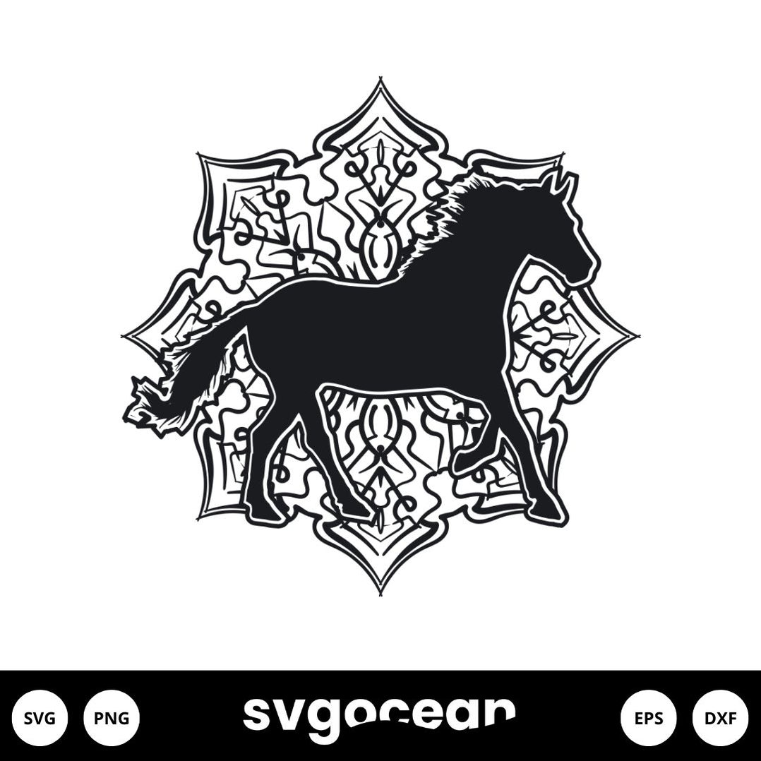 Horse Mandala Svg vector for instant download - Svg Ocean — svgocean