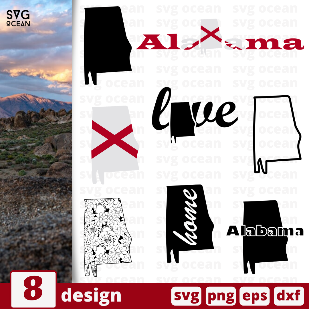 Alabama map SVG bundle vector for instant download - Svg Ocean — svgocean