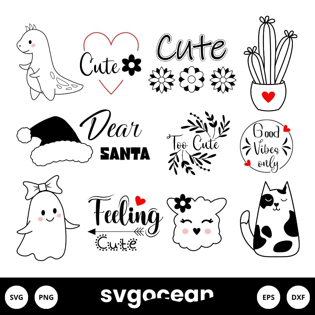 Cute Svg Bundle vector for instant download - Svg Ocean — svgocean