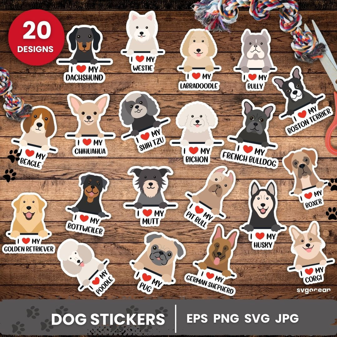 Dog Stickers SVG Bundle vector for instant download - Svg Ocean — svgocean